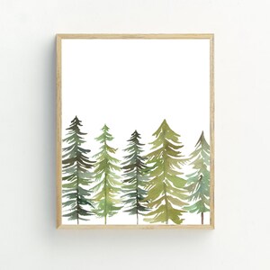 Trees Print, Woodland Wall Art, Pine Trees Wall Decor, Trees Printable ...