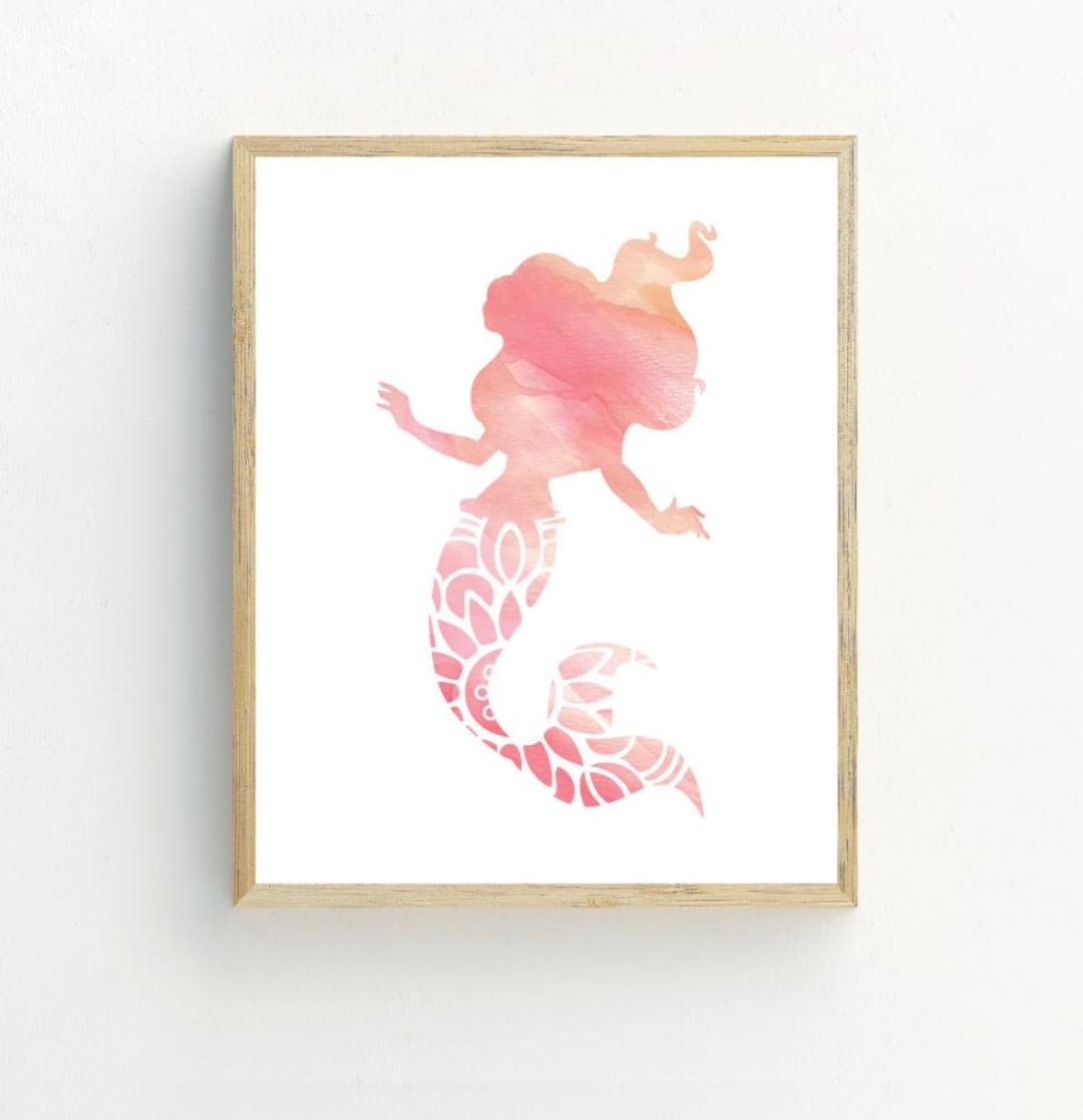 Mermaid Print, Mermaid Wall Art, Mermaid Printable Art, Mermaid Decor ...