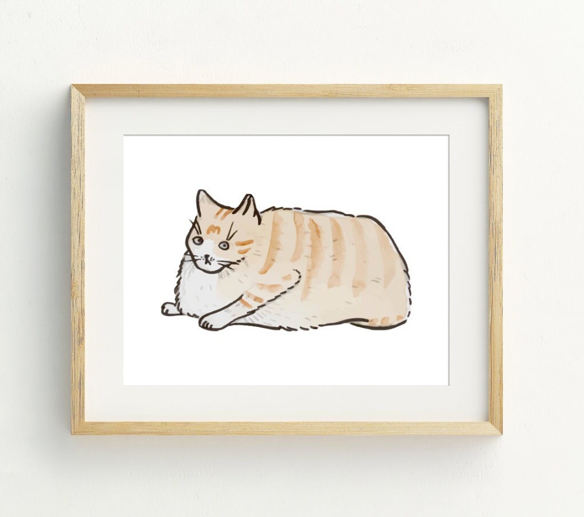 Cat Print Cat Wall Art Fat Cat Printable Digital Download - Etsy Canada