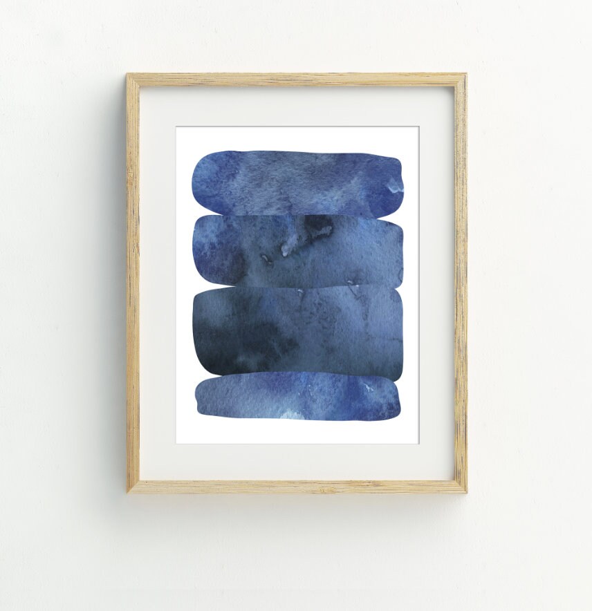 Abstract Art Print, Indigo Blue Watercolor, Abstract Wall Art ...