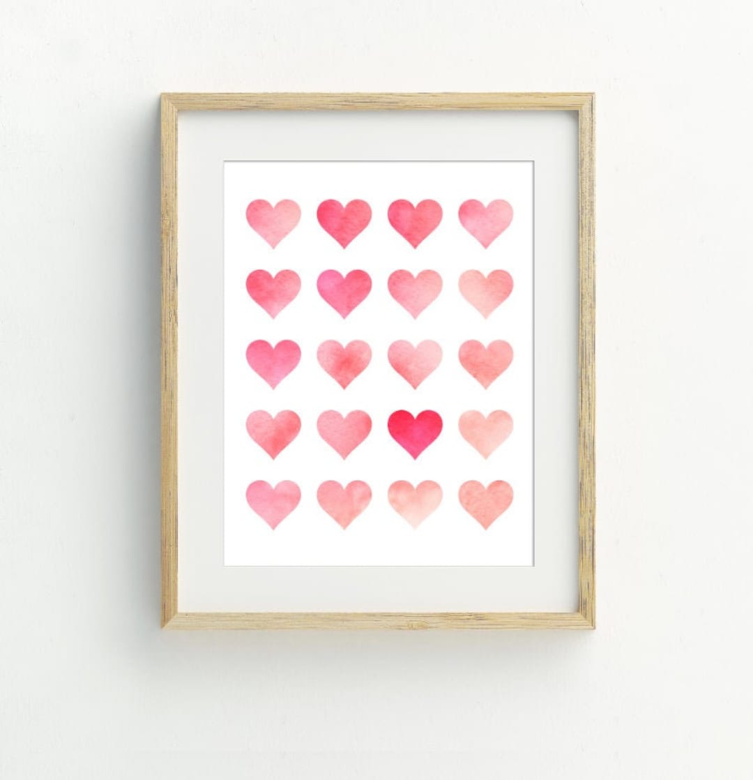 Heart Print, Valentines Day Printable, Heart Wall Art, Hearts Print ...