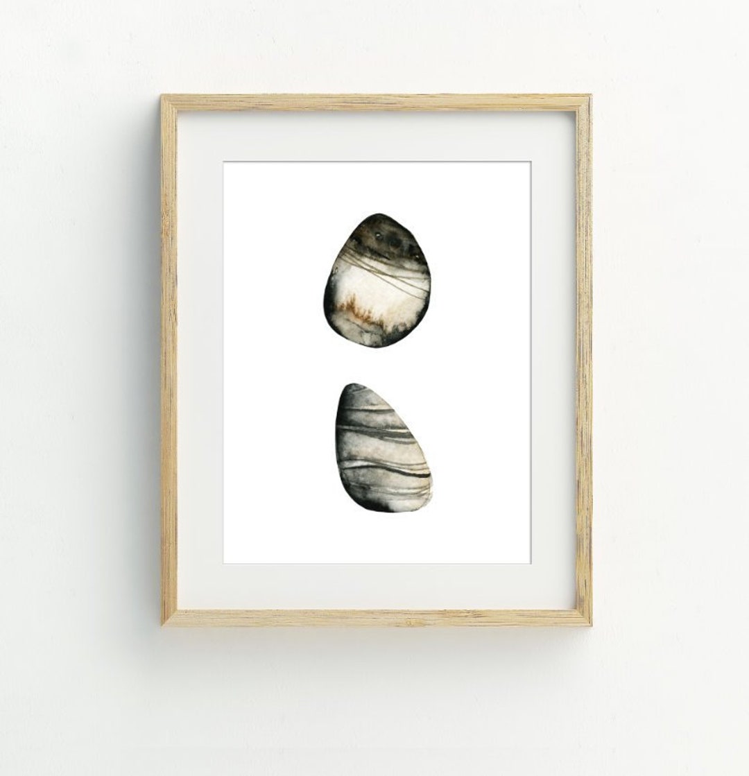 Pebble Print, Pebble Watercolor Printable, Minimalist Beach Decor ...