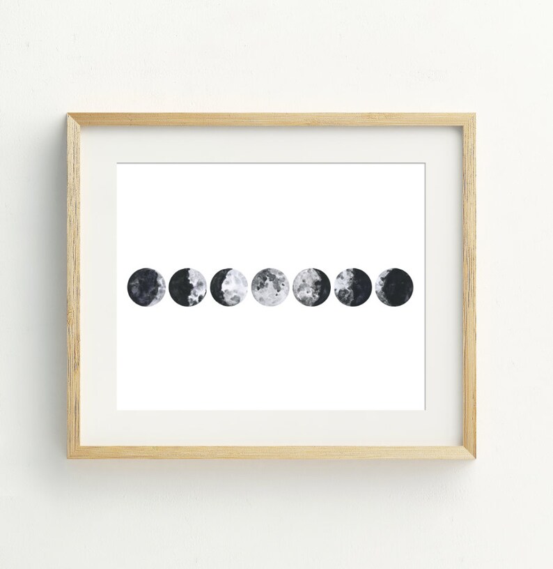 Moon Phases Art Print Moon Wall Art Moon Printable - Etsy