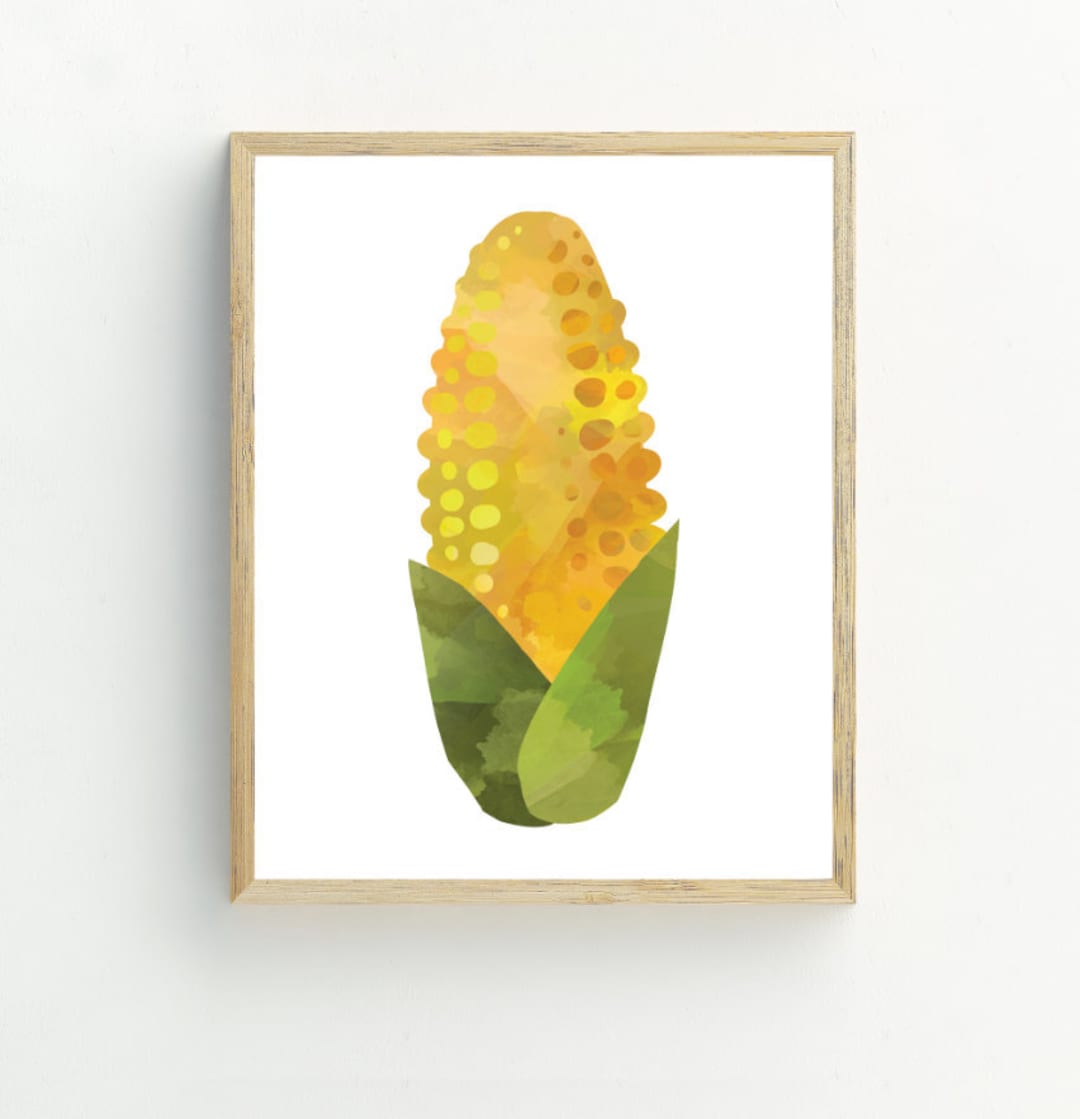 Corn Print, Corn Kitchen Printable Wall Art, Corn Digital Download ...