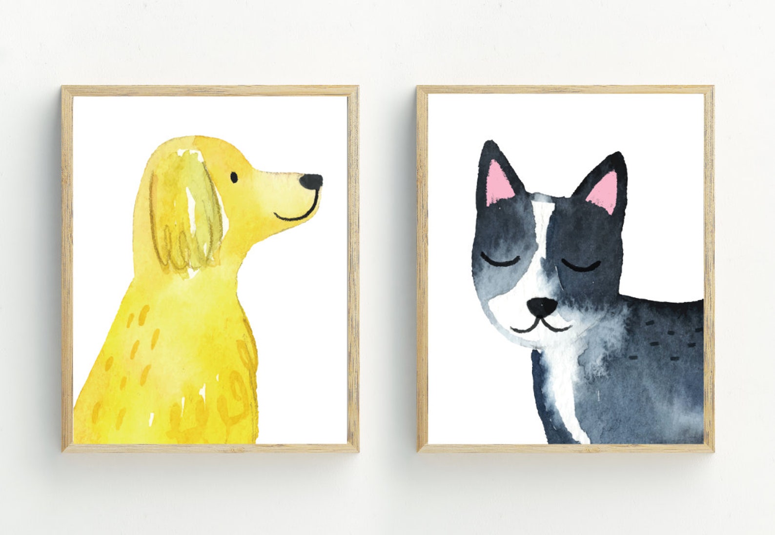 Dog Prints Dog Watercolor Wall Art Set of 4 Prints Dog Wall - Etsy