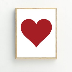 Red Heart Print, Heart Printable Wall Art, Heart Poster, Valentines Day ...