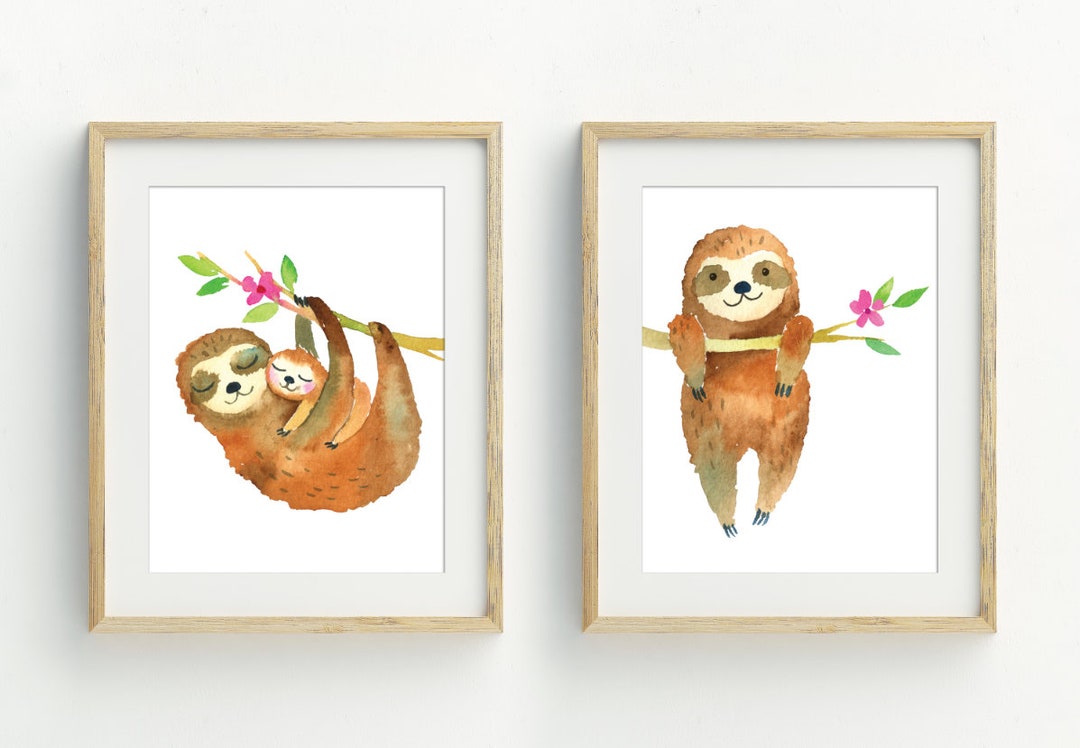Sloth Print, Animal Wall Art, Sloth Nursery Printable Art, Digital ...