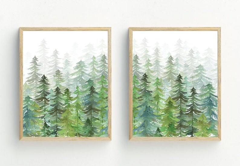Forest Prints, Pine Trees Print, Woodland Wall Art, Printable Digital ...