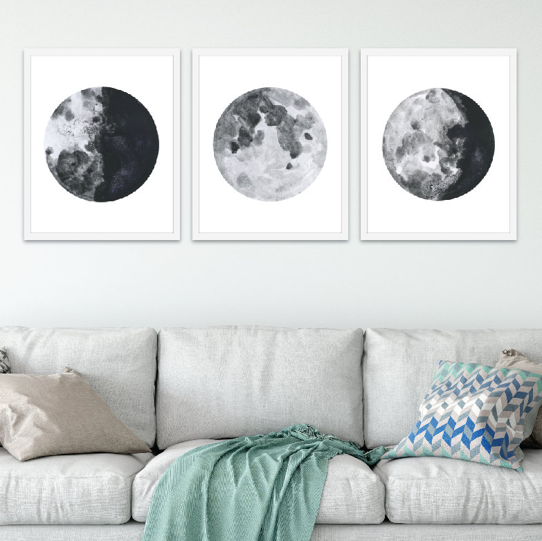 Moon Art Print Moon Wall Art Moon Printable Modern Wall | Etsy