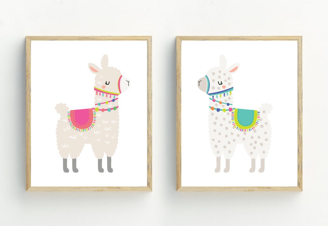 Llama Prints, Llama Wall Art, Set of 2 Prints, Kids Bedroom Decor ...