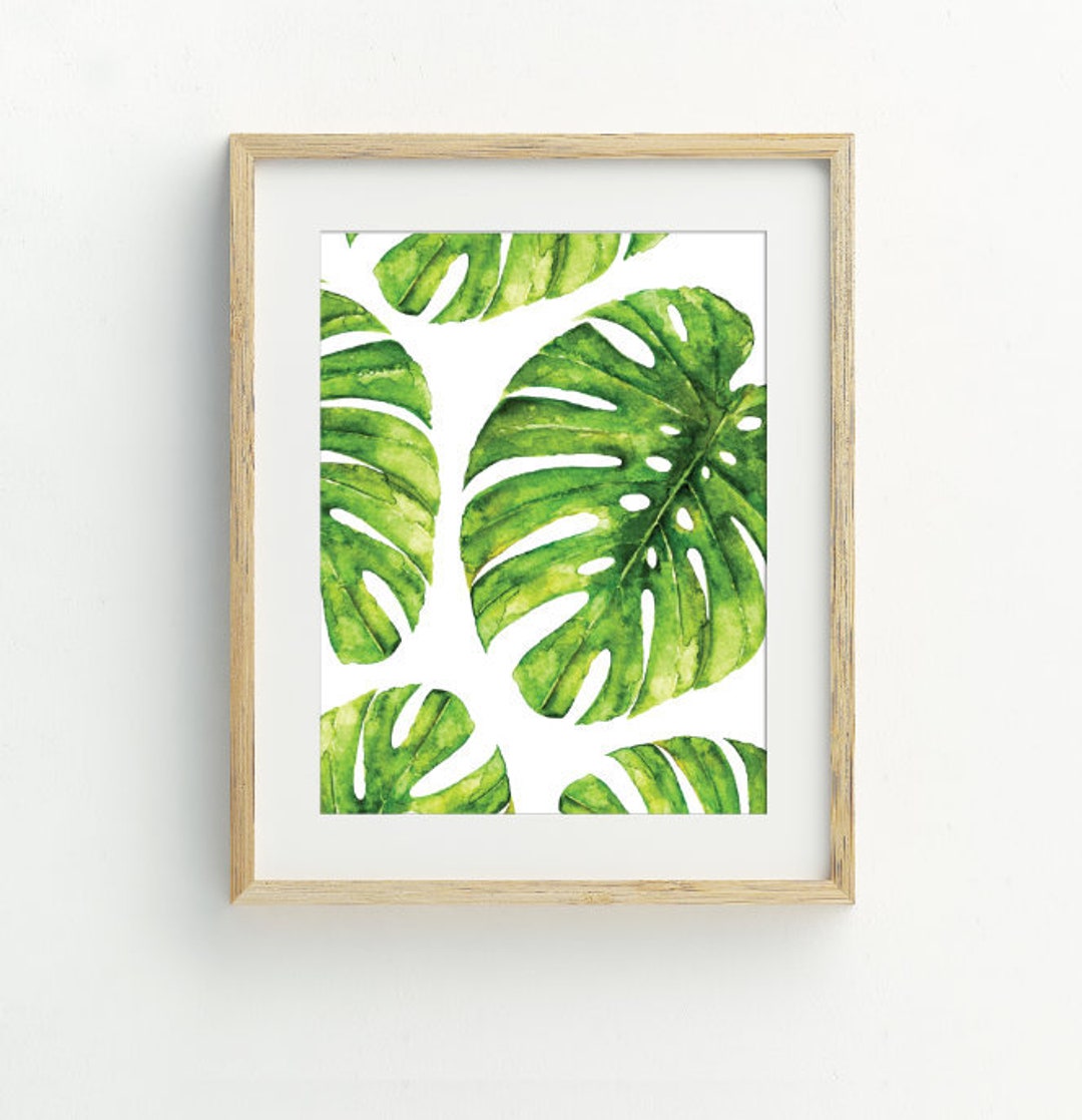 Monstera Print, Leaf Wall Art, Monstera Printable, Botanical Wall Decor ...