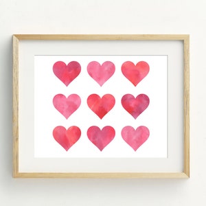 Heart Print, Valentines Day Printable, Heart Wall Art, Hearts Print ...