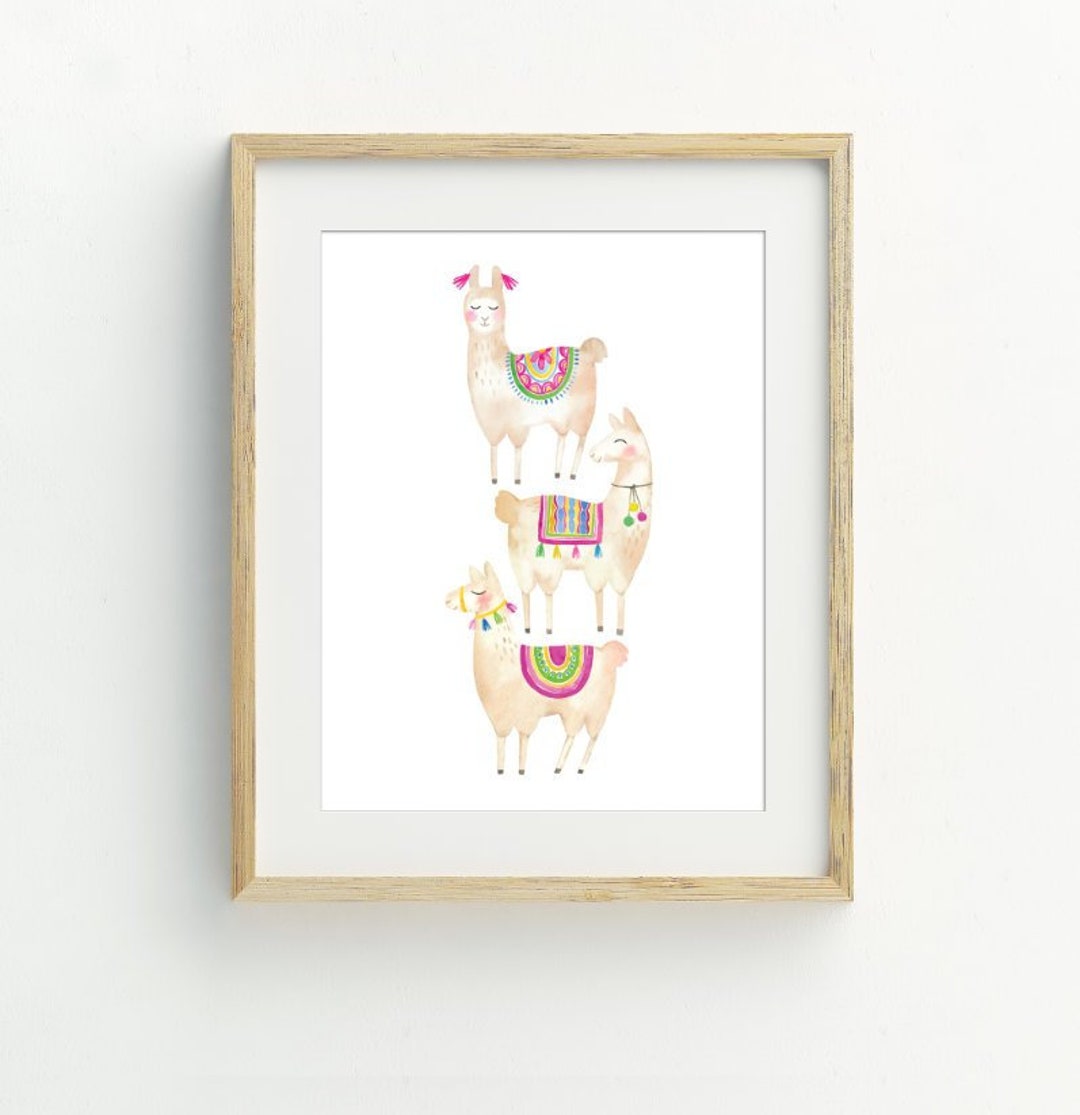 Llama Print, Animal Wall Art, Llama Printable Art, Stacked Llamas Print ...