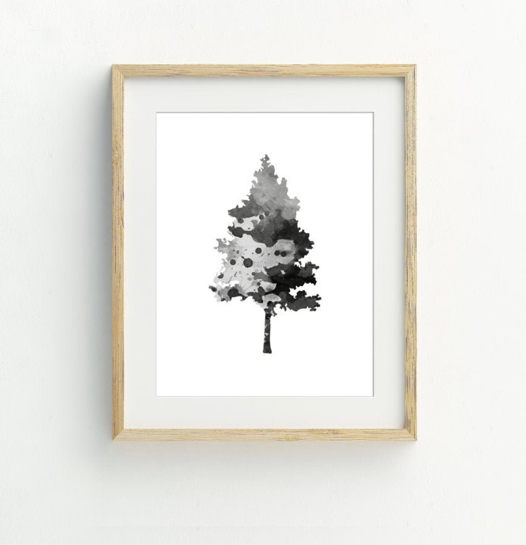 Tree Print, Black and White Tree Printable Art, Minimalist Tree Wall ...