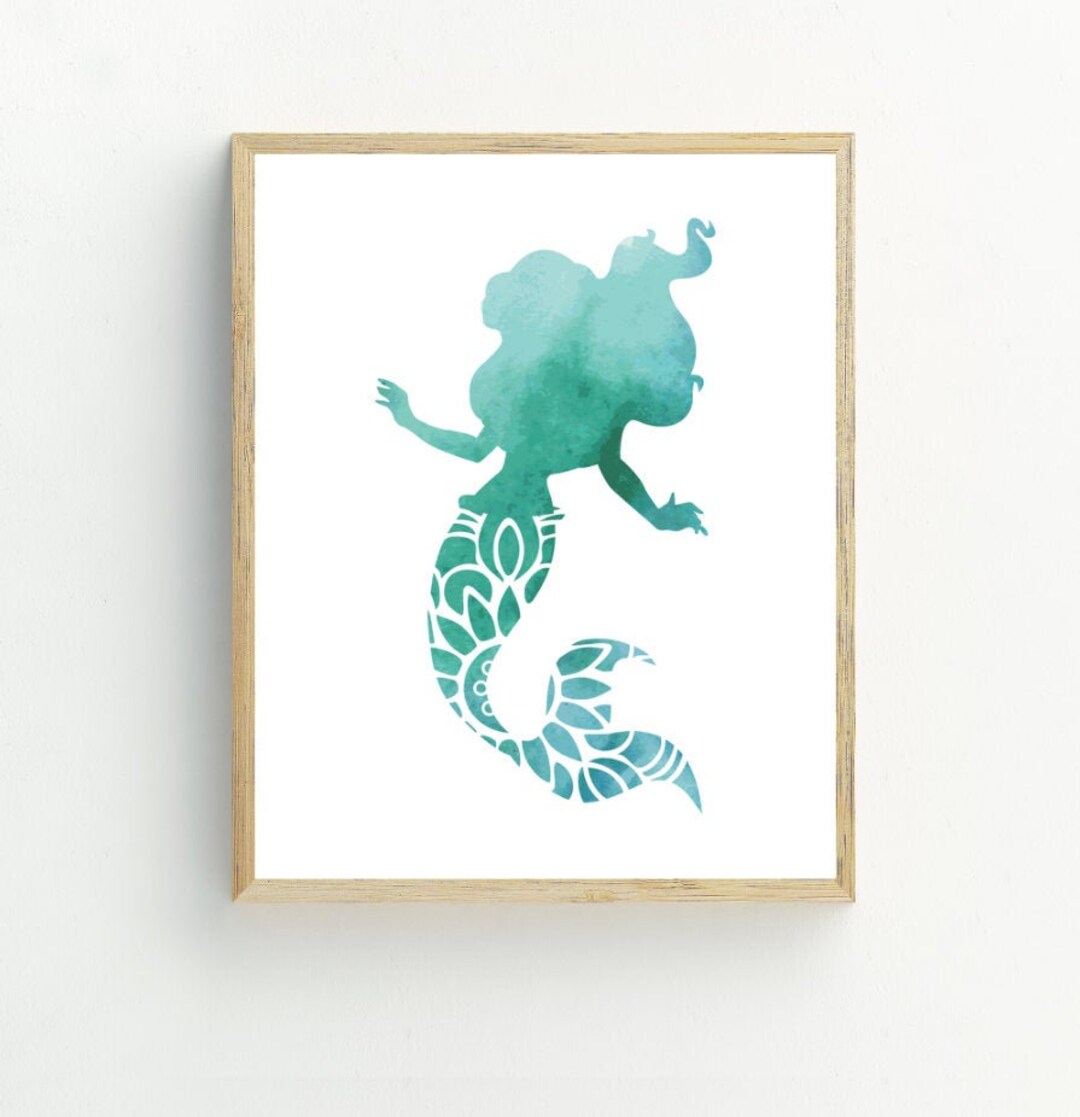 Mermaid Print, Little Mermaid Wall Art, Mermaid Printable Art, Arie ...