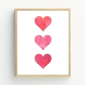 Heart Print, Valentines Day Printable, Heart Wall Art, Hearts Print ...