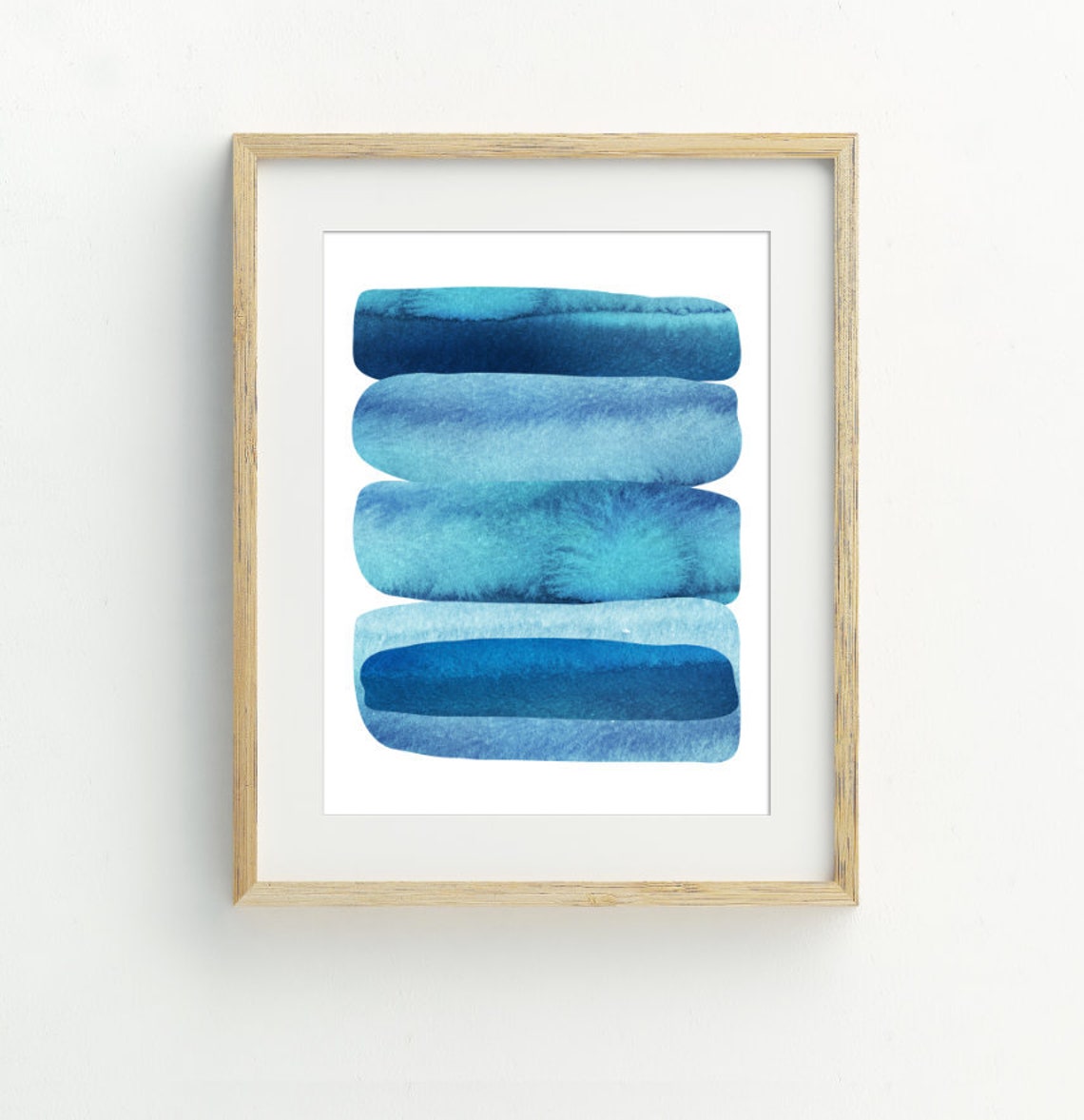 Blue Abstract Print, Minimalist Wall Decor, Blue Watercolor Printable ...