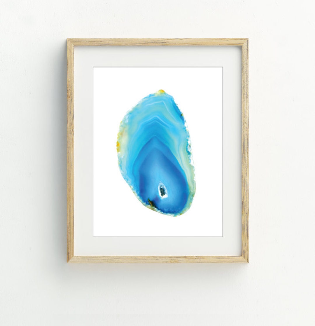 Blue Agate Slice Wall Art, Blue Geode Slice Print, Instant Download ...