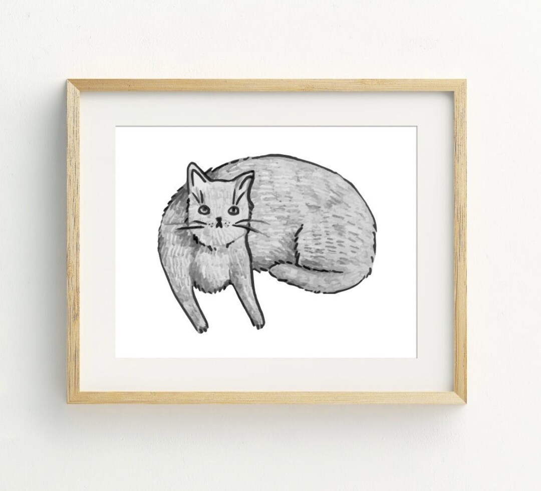 Cats Print, Cat Wall Art, Grey Cat Printable Digital Download, Pet Wall ...