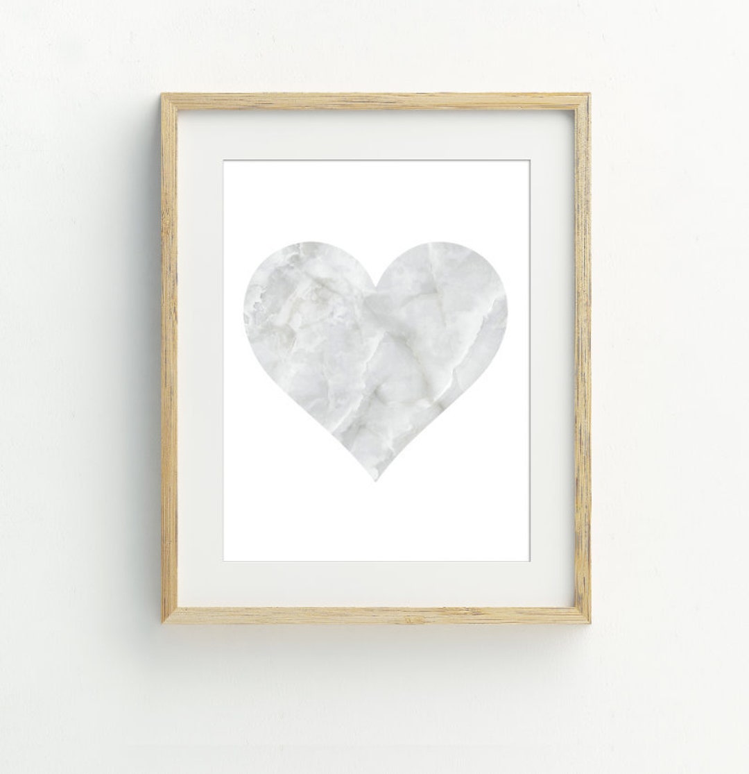 White Marble Heart Print, Marble Wall Art, Instant Download Printable ...