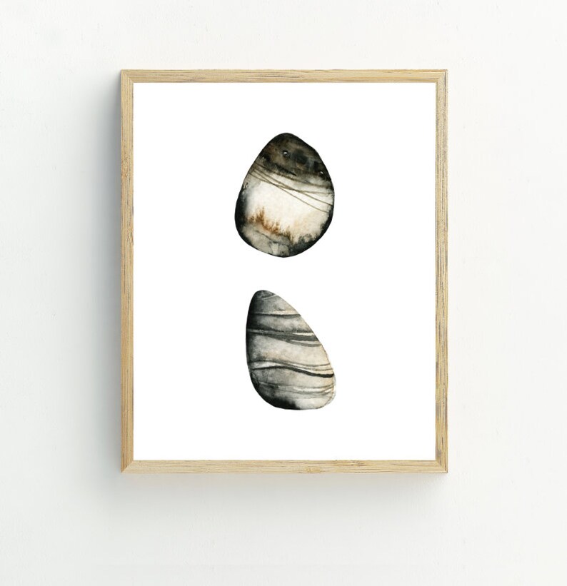Pebble Print Pebble Watercolor Printable Minimalist Beach - Etsy