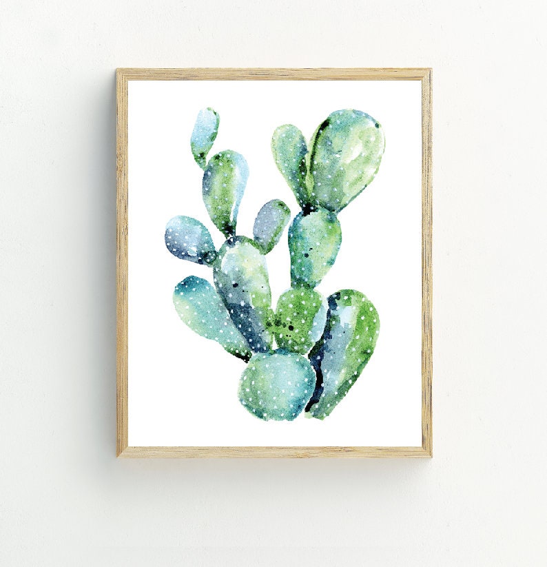 Cactus Print, Watercolor Cactus Wall Art, Instant Download Printable ...