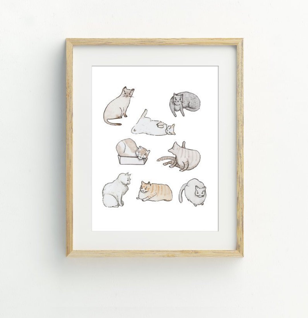 Cats Print, Cat Wall Art, Cat Printable Digital Download, Cat Poster ...