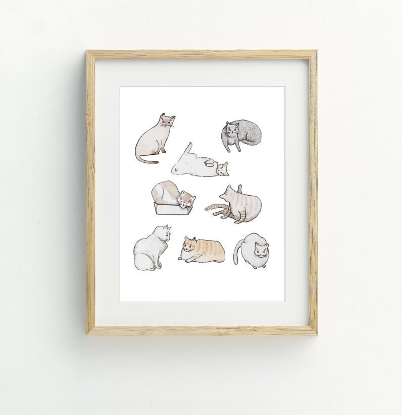 Cats Print, Cat Wall Art, Cat Printable Digital Download, Cat Poster ...