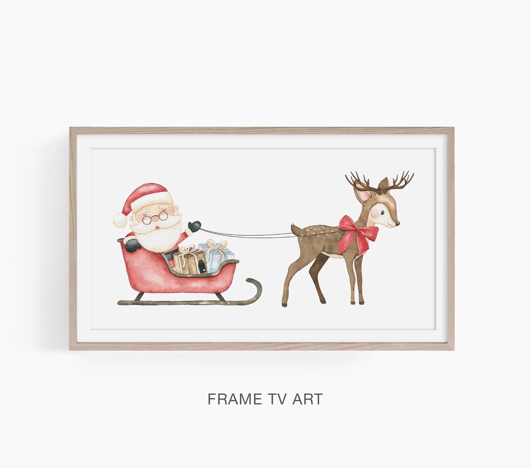 Samsung Frame TV Art, Christmas, Frame TV Art, Santa Sleigh, Digital ...