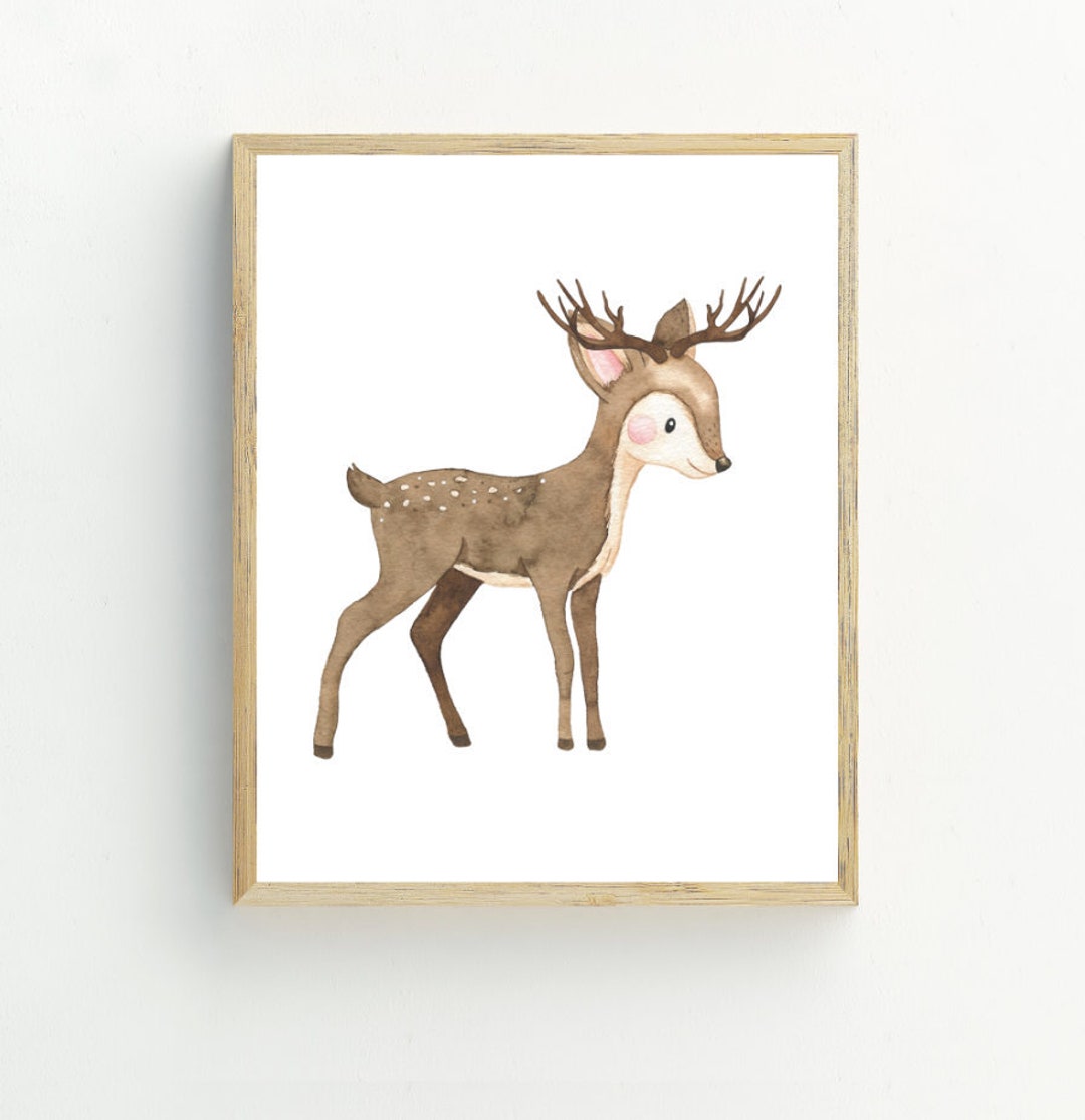 Reindeer Wall Art, Christmas Printable, Woodland Deer Art Print ...