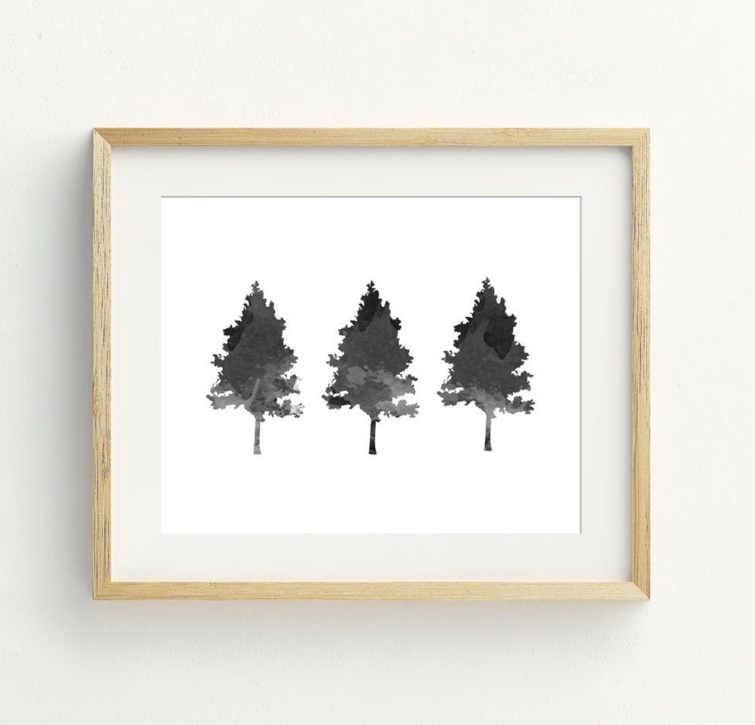 Black and White Tree Print, Trees Printable, Minimalist Tree Wall Decor ...