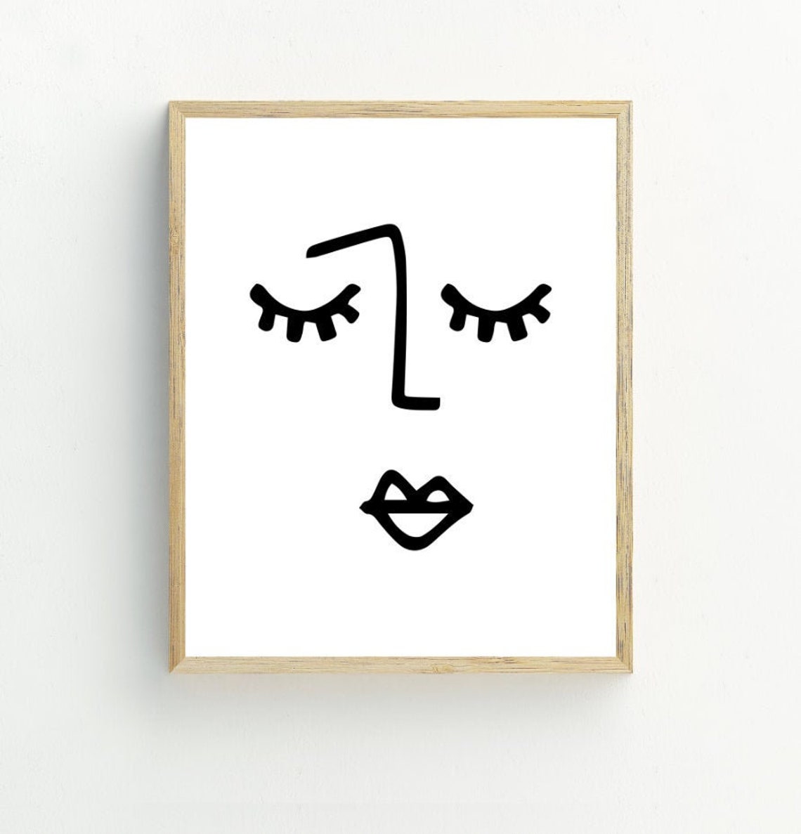 Black and white abstract face Art Print Minimalist Wall | Etsy