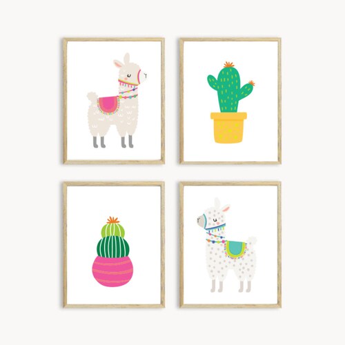Llama Prints Llama Wall Art Set of 2 Prints Kids Bedroom | Etsy
