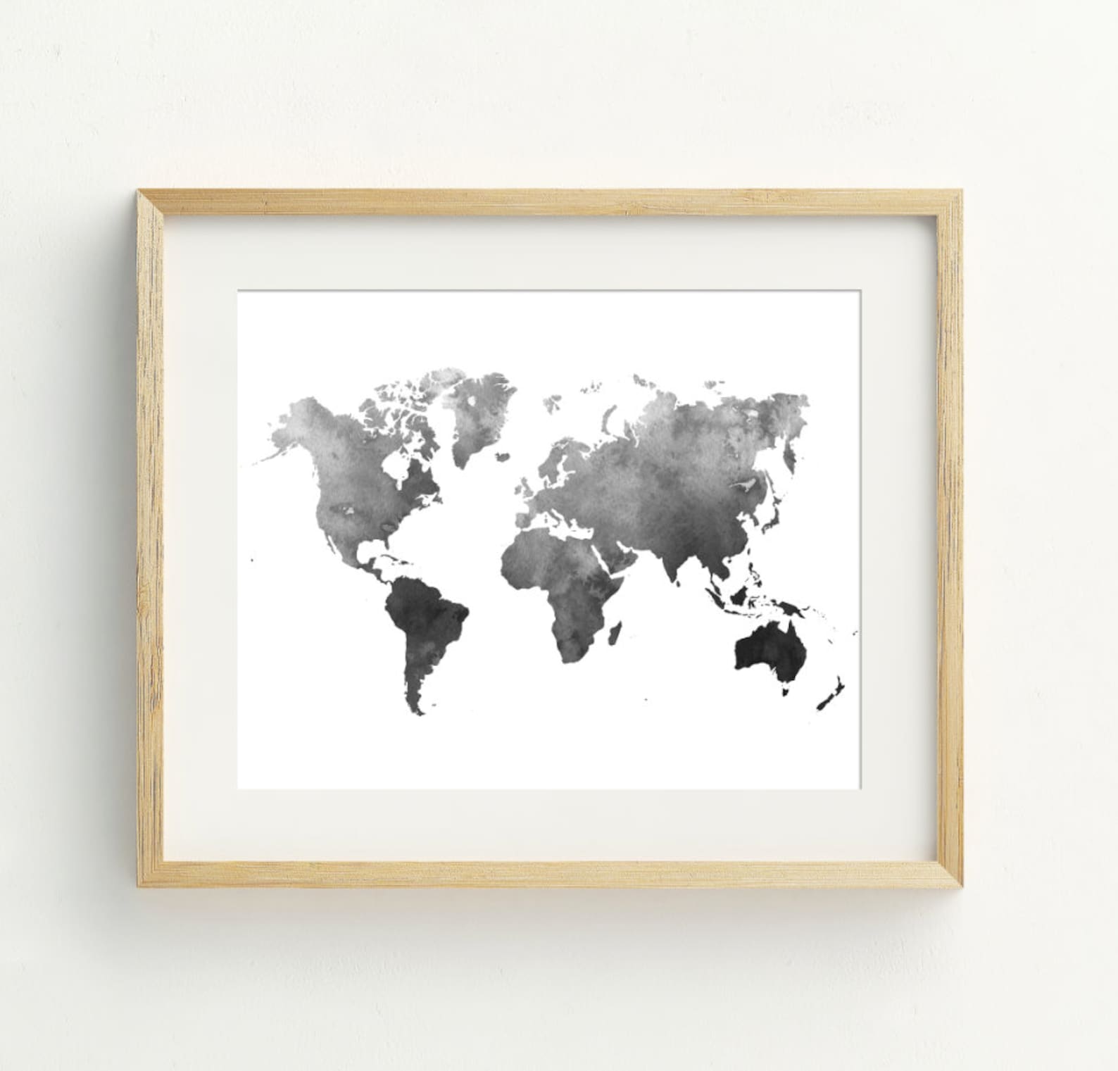 Map Art Print Black and White World Map Print Monochrome | Etsy