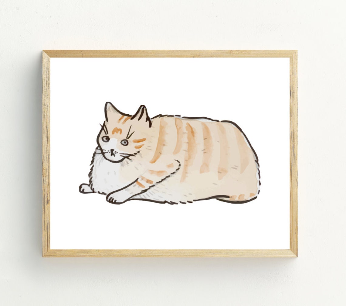 Cat Print Cat Wall Art Fat Cat Printable Digital Download - Etsy Canada