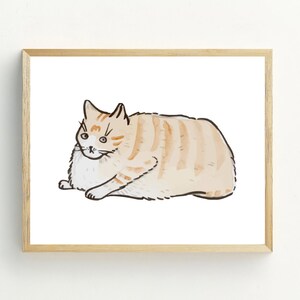 Cat Print, Cat Wall Art, Fat Cat Printable Digital Download, Animal ...