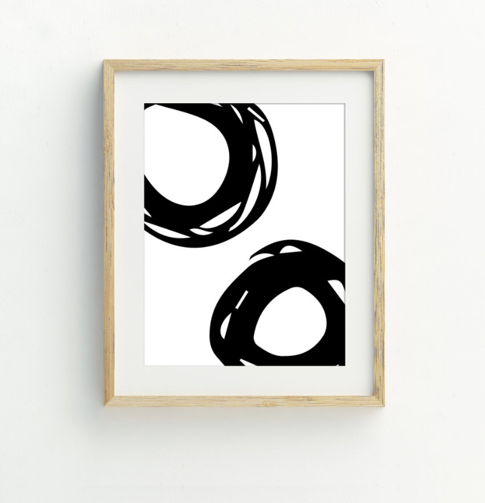 Abstract Art Print, Black and White Minimalist Circles Wall Decor ...