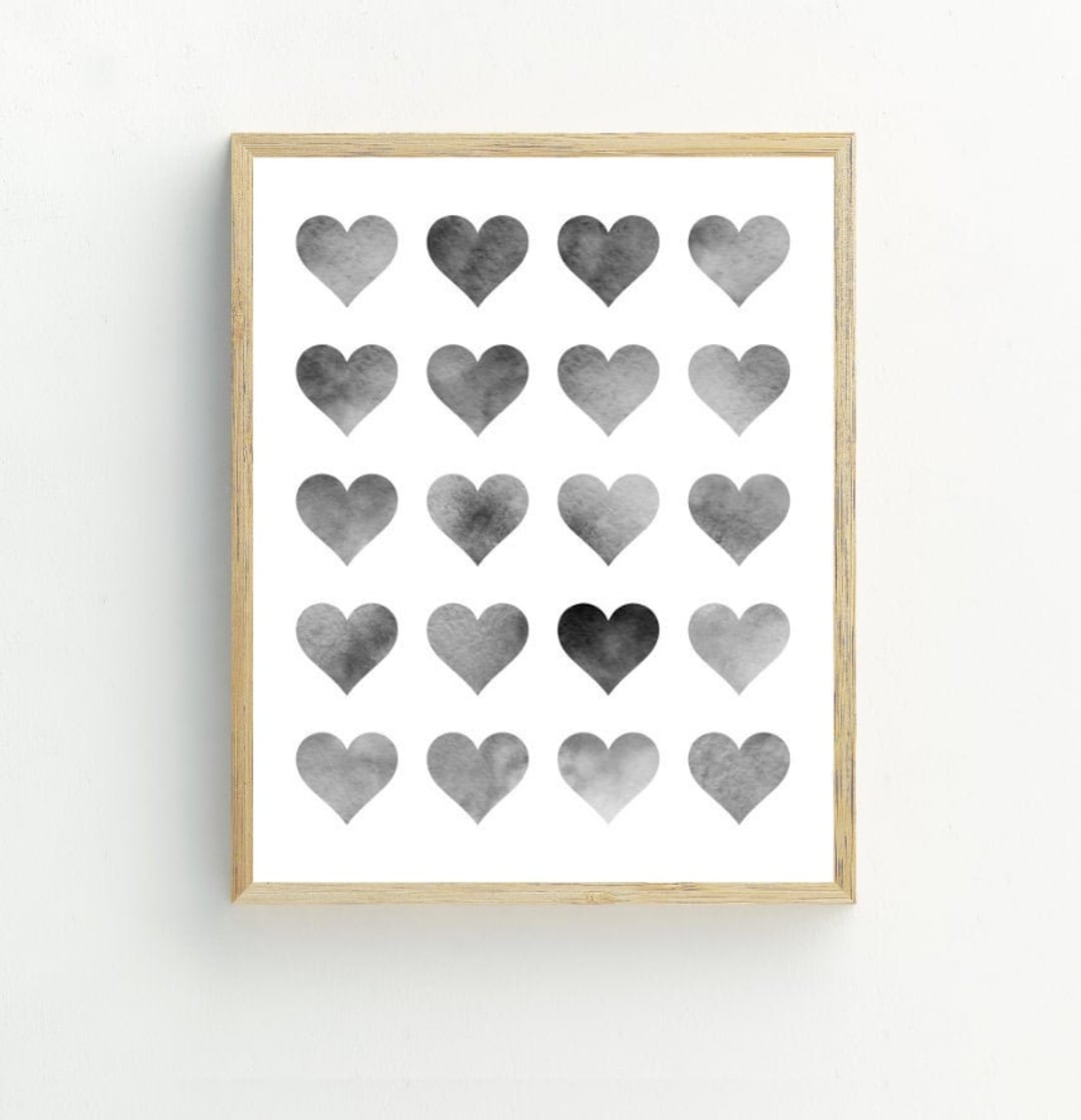 Heart Print, Heart Wall Art, Nursery Wall Decor, Hearts Print ...
