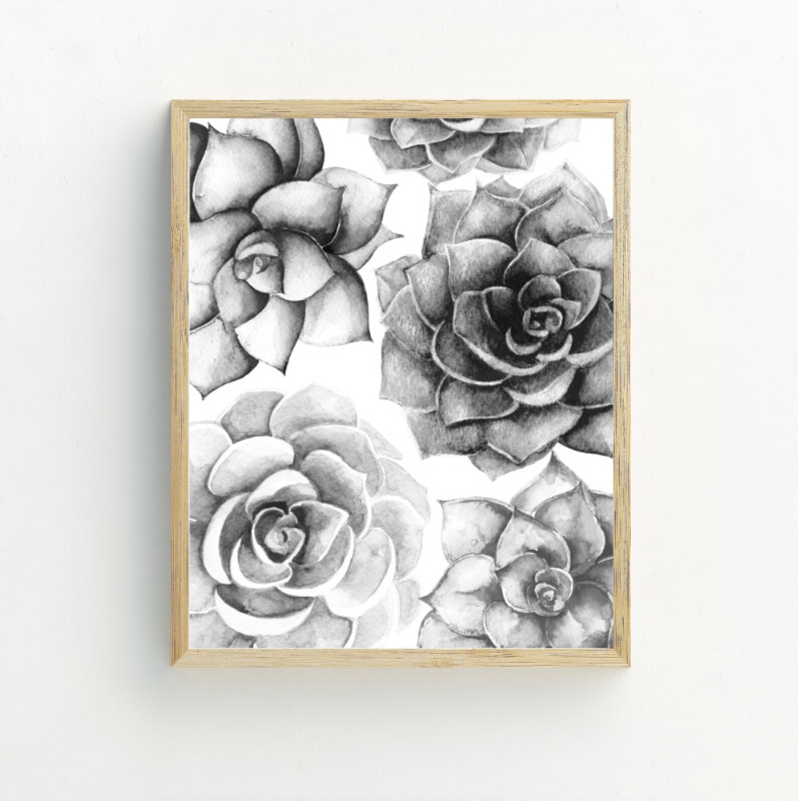 Black and White Succulents Print, Succulent Wall Art, Printable Art ...
