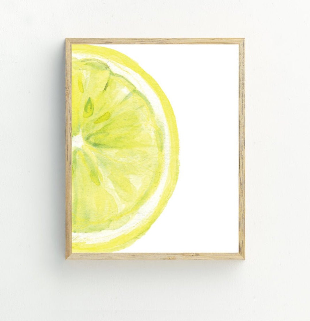 Lemon Wall Art, Lemon Printable, Fruit Wall Art, Kitchen Wall Decor ...