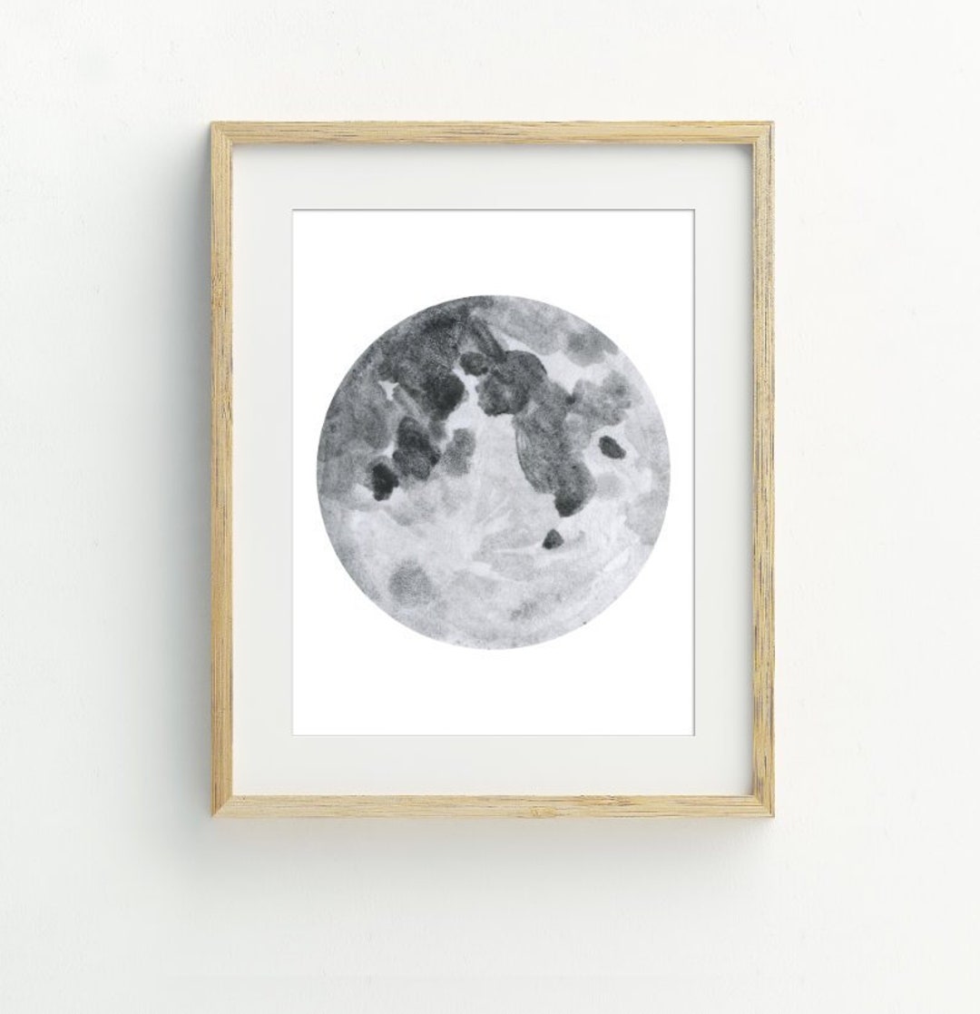 Moon Art Print, Moon Wall Art, Moon Printable, Digital Download, Modern ...