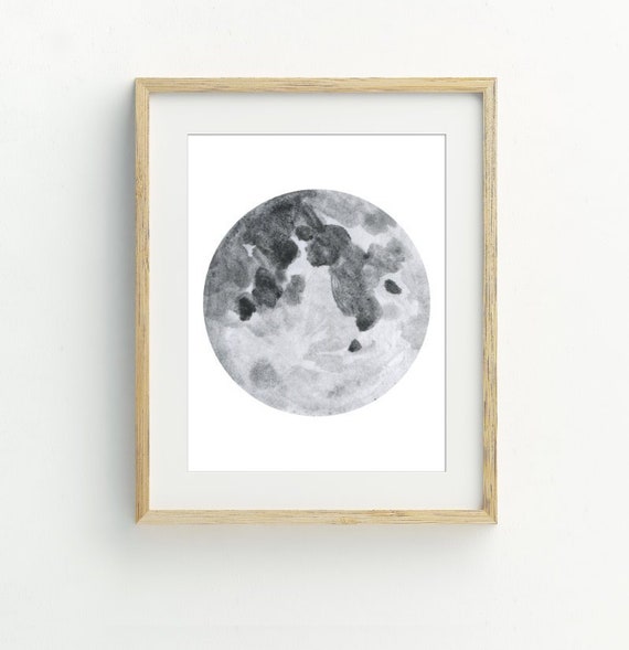 Moon Art Print Moon Wall Art Moon Printable Digital | Etsy
