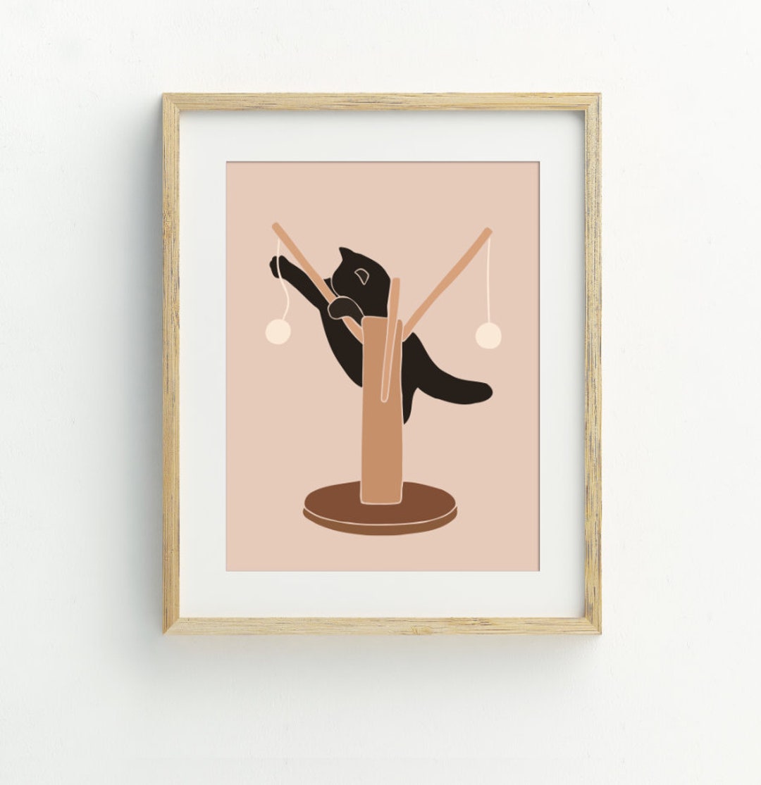 Cat Print, Animal Wall Art, Cat Printable, Black Cat Digital Download ...