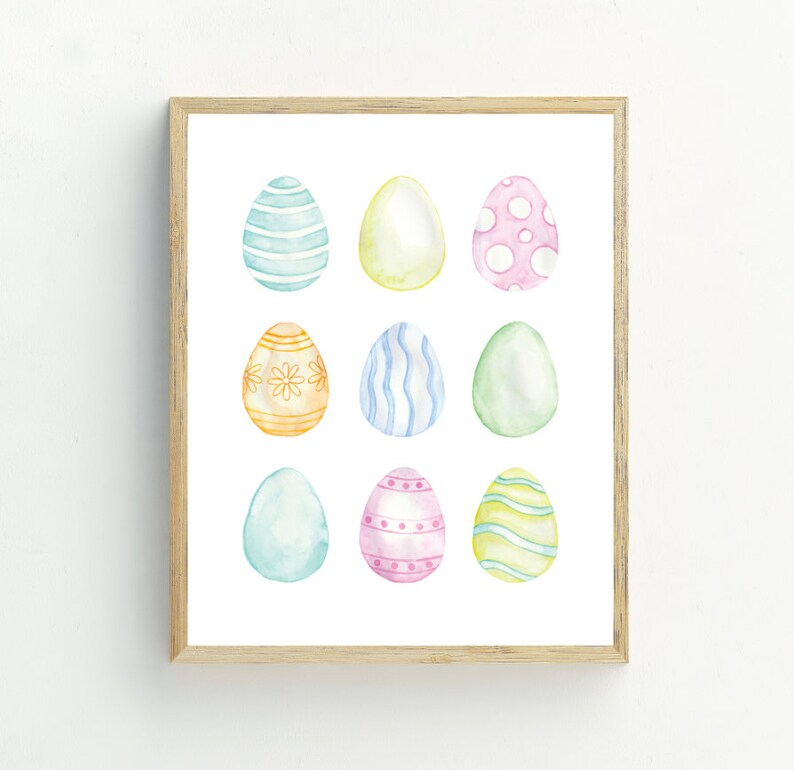 Easter Bunny and Eggs Prints, Rabbit Wall Art, Easter Decor, Easter ...