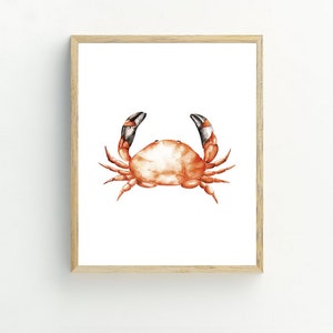Crab Print, Crab Watercolor Printable, Minimalist Beach Decor, Coastal ...