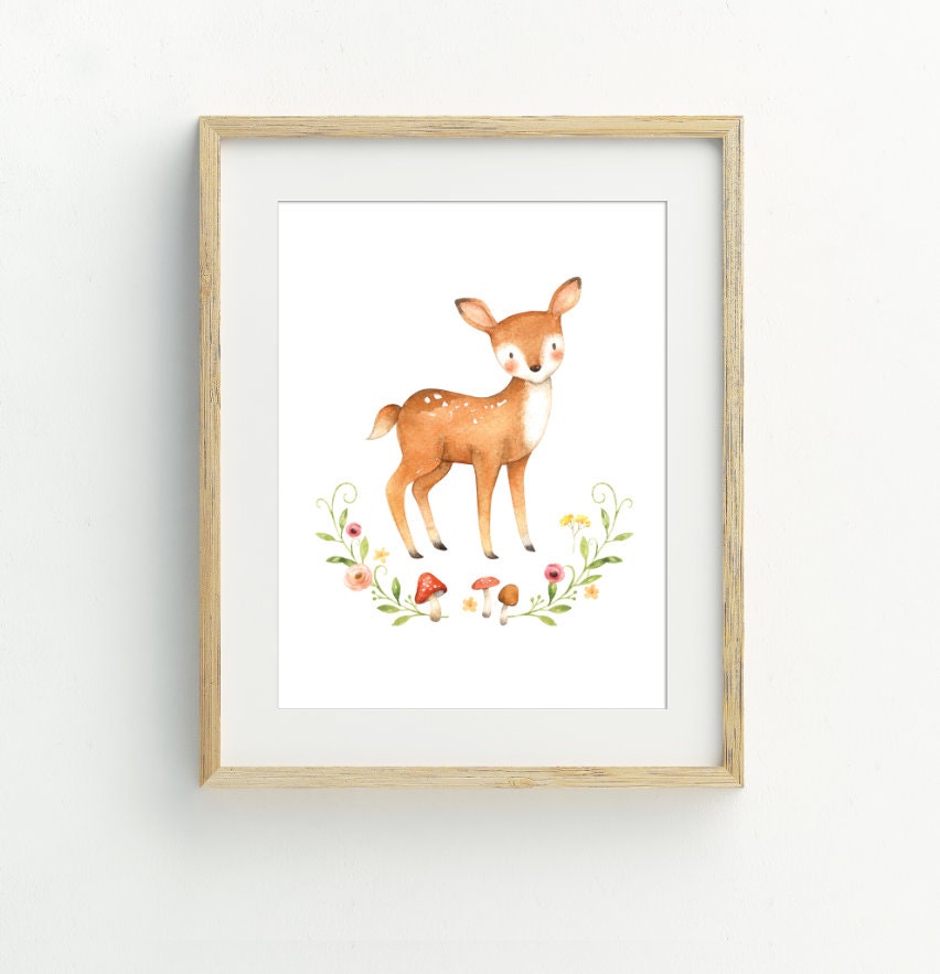Woodland Nursery Wall Art, Rabbit Deer and Squirrel Prints, Animal Wall ...