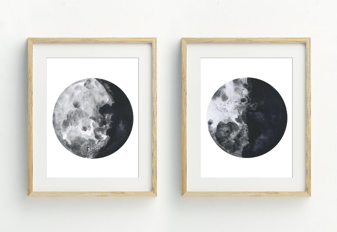 Moon Phases Art Prints, Printable Moon Wall Art, Modern Wall Art, Set ...