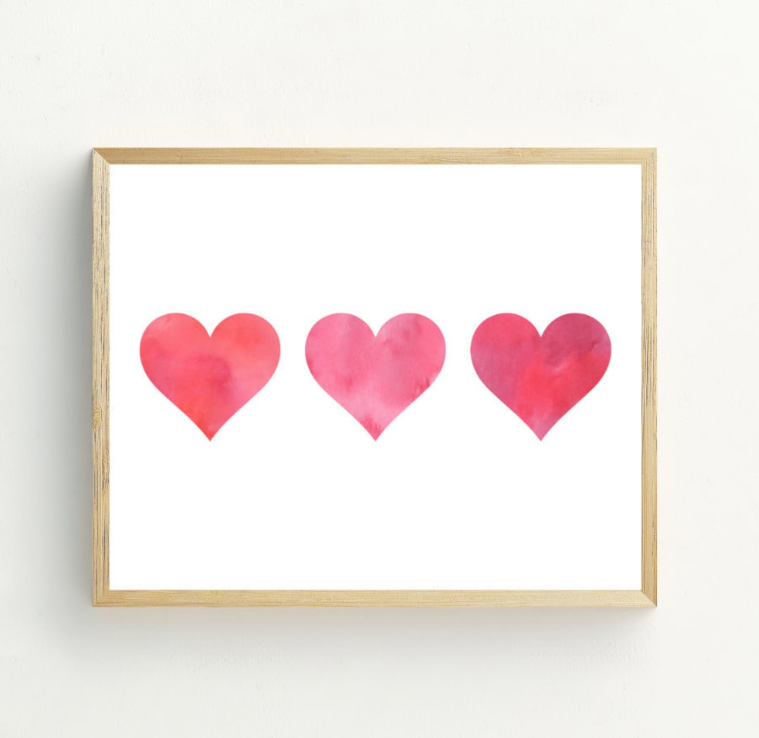 Heart Print, Valentines Day Printable, Heart Wall Art, Hearts Print ...