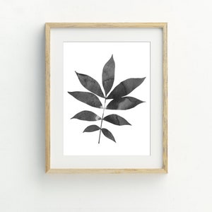 Black and White Botanical Art Prints, Leaf Printable, Nature Wall Decor ...