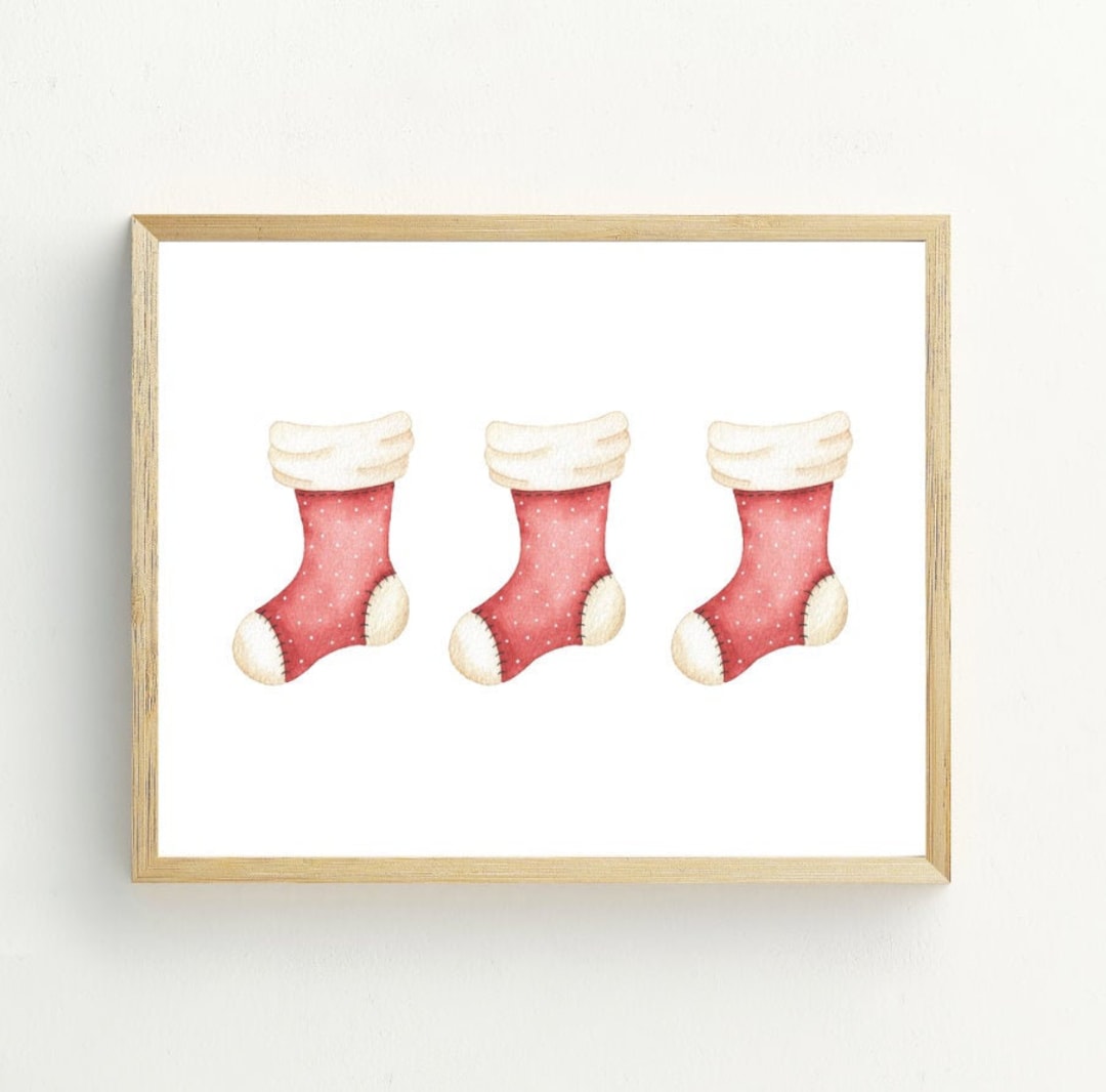 Christmas Printable, Red Stockings Print, Digital Download, Christmas ...